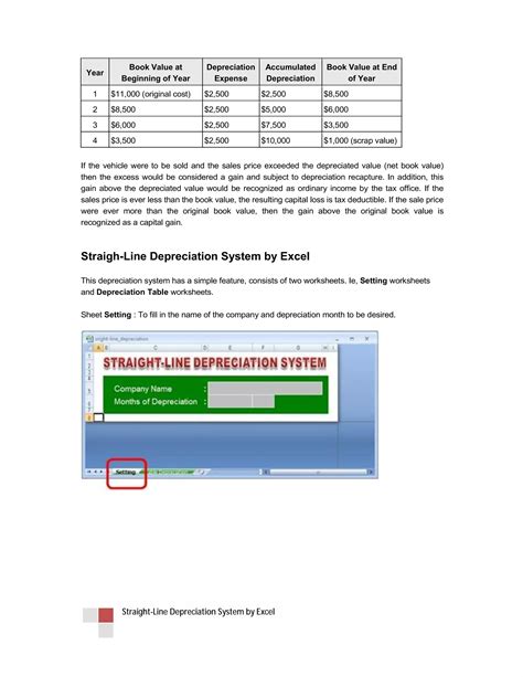 Straight Line Depreciation System By Excel PDF