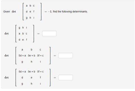 Solved A B C Given Det D E F Find The Following Chegg