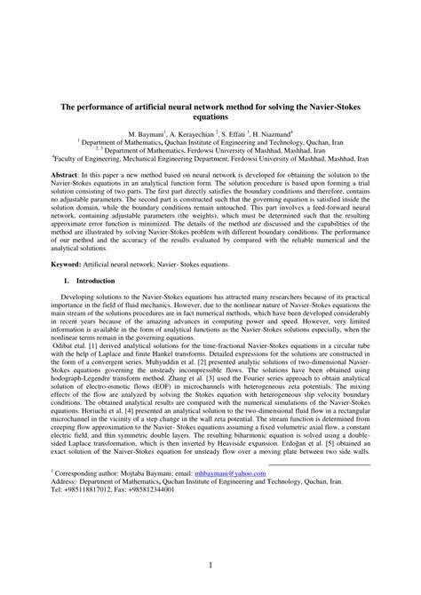 Pdf Artificial Neural Network Method For Solving The Navierstokes