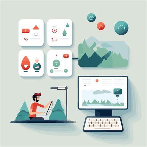 Premium Vector Minimalist Graphic Designer Workspace With Ui Elements