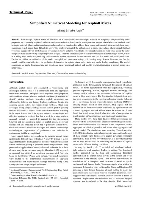 Pdf Simplified Numerical Modeling For Asphalt Mixes