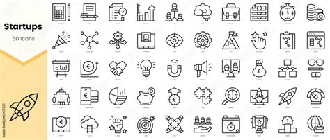 Set Of Startups Icons Simple Line Art Style Icons Pack Vector Illustration Stock Vector