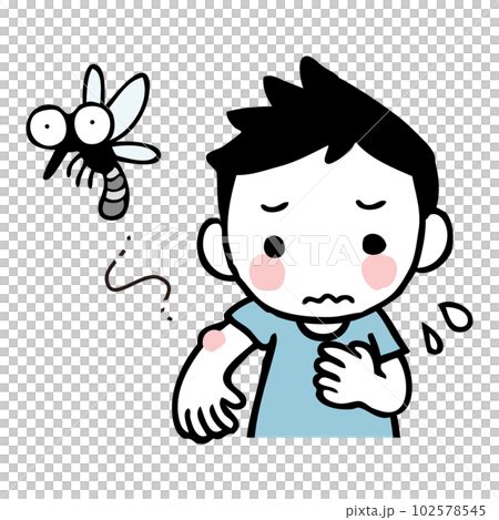一個被蚊子刺傷的男孩 插圖素材 102578545 PIXTA圖庫