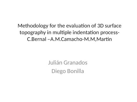Pptx Methodology For The Evaluation Of 3d Surface Topography