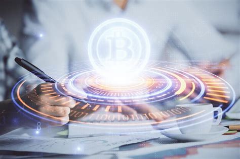 Premium Photo Double Exposure Of Blockchain Theme Drawing Over People Taking Notes Background