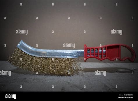 Tool For Cleaning Rust Wire Brush On Background Stock Photo Alamy
