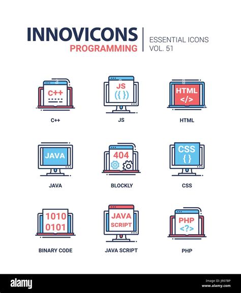 programming modern vector line icons set stock vector image and art alamy