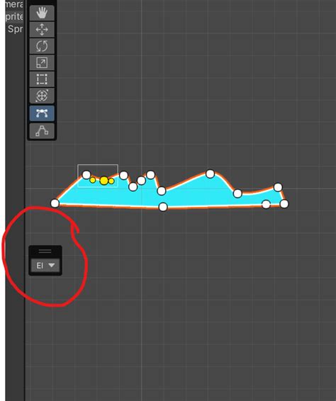 2d spriteshape edit spline tangent mode not visible unity engine