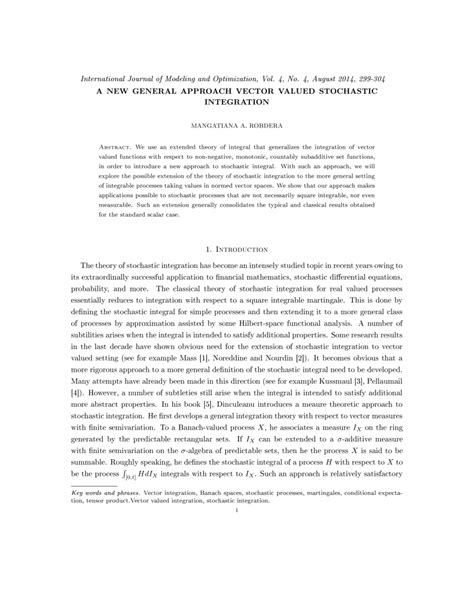 Pdf A New General Approach To Vector Valued Stochastic Integration