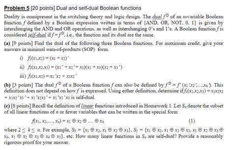 Solved Problem 5 20 Points Dual And Self Dual Boolean