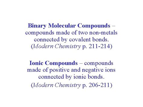 Binary Molecular Compounds Compounds Made Of Two Nonmetals