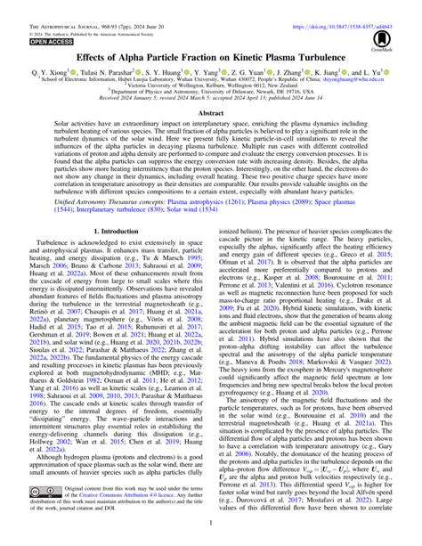 Pdf Effects Of Alpha Particle Fraction On Kinetic Plasma Turbulence