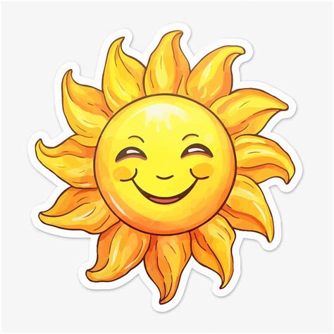 Premium Vector A Drawing Of A Sun With A Smiling Face