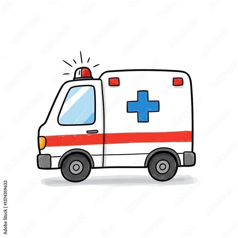 Cartoon Ambulance Car Vector Illustration Ambulance Cartoon Drawing