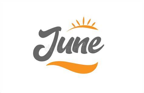 June Black Hand Writing Word Text Typography Design Logo Icon Stock
