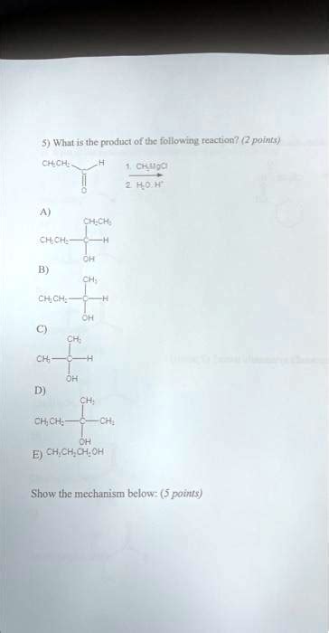 SOLVED: Texts: 5. What is the product of the following reaction? (2 points) CH3CH2SH + H2O → ? A ...