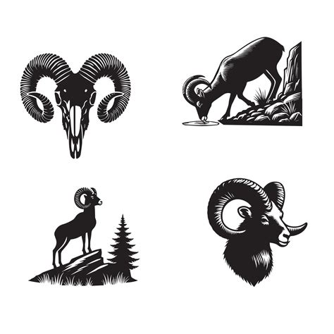Best Bighorn Sheep Silhouette Clipart And Illustration Collection