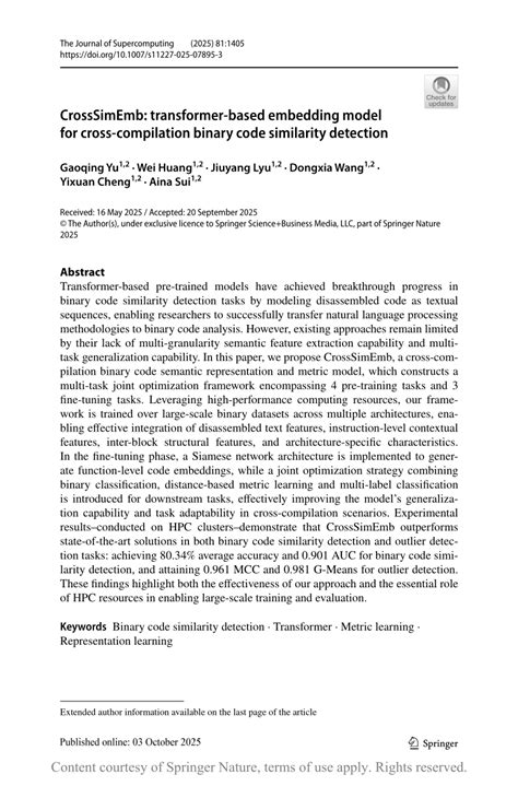 Crosssimemb Transformer Based Embedding Model For Cross Compilation Binary Code Similarity