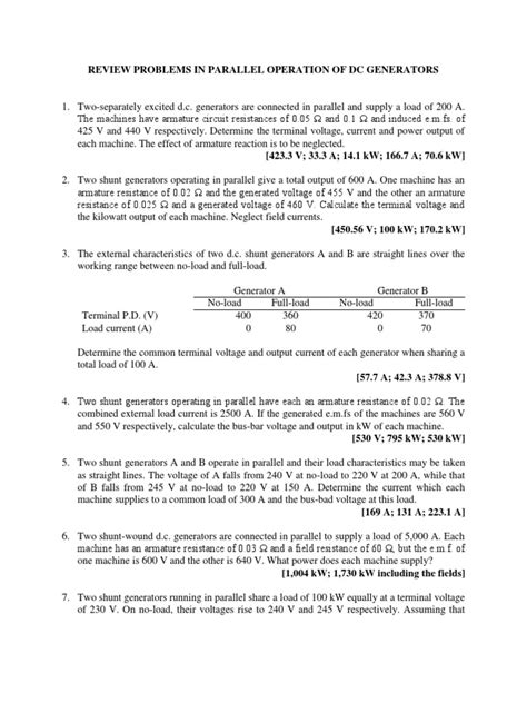 Parallel Operation Of Dc Generators Pdf Electric Generator Series