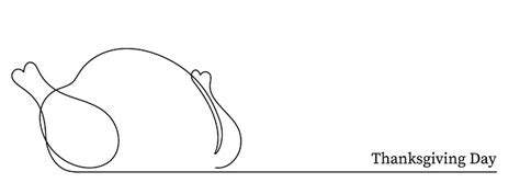 터키 한 라인 아트 튀긴 가금류 고기 연속 윤곽 그리기 손으로 그린 추수 감사절 전통 음식 뜨거운 요리 개요 축제 디자인 장식 편집 가능한 획 Thanksgiving