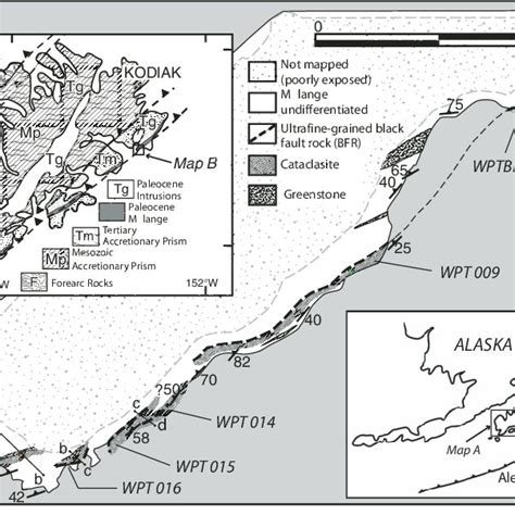 Simplifi Ed Geologic Maps Of A Kodiak Island And B Pasagshak Point