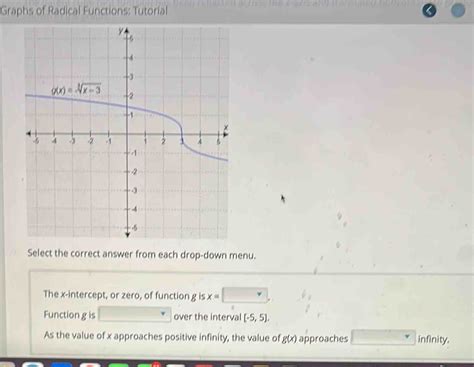 solved graphs of radical functions tutorial select the correct answer