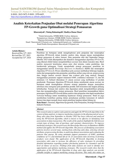 Pdf Analisis Keterkaitan Penjualan Obat Melalui Penerapan Algoritma Fp Growth Guna