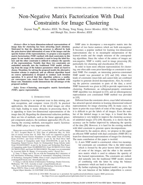 Pdf Non Negative Matrix Factorization With Dual Constraints For Image