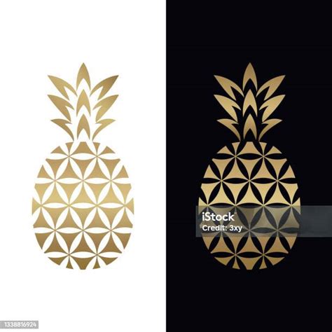 Desain Logo Nanas Geometris Emas Ilustrasi Stok Unduh Gambar Sekarang