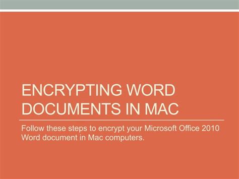 How To Encrypt Word Documents Ppt