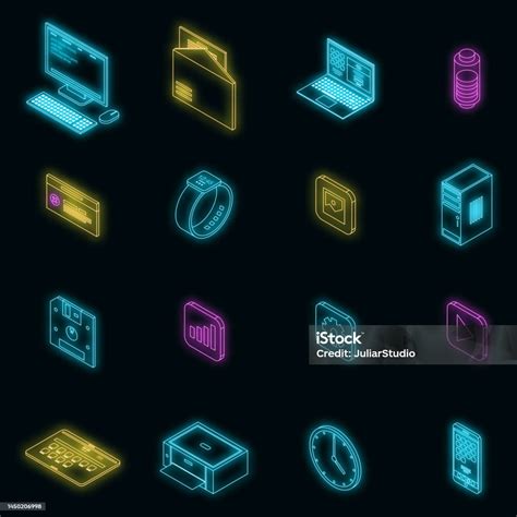 Operating System Icons Set Vector Neon Stock Illustration Download