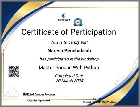 Skillected Pandas Python Dataanalysis Certification Naresh Penchalaiah
