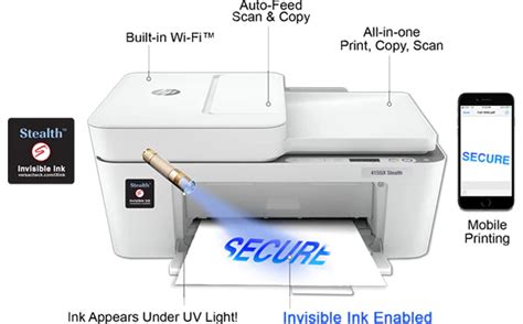 Versacheck® Stealth Hp Deskjet 4155 Ix Invisible Ink Printer And Secur