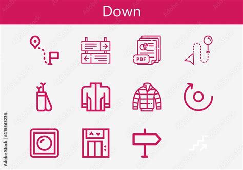 Premium Set Of Down Line Icons Simple Down Icon Pack Stroke Vector