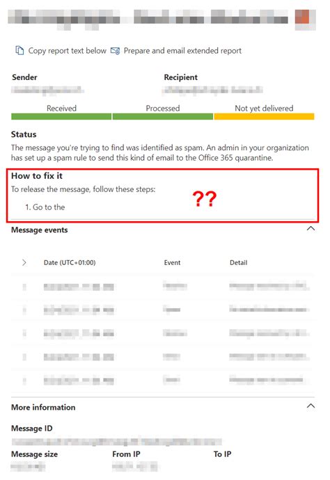 Message Trace Quarantined Message Missing Instructions Microsoft Community Hub