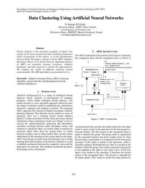 Pdf Data Clustering Using Artificial Neural Networks
