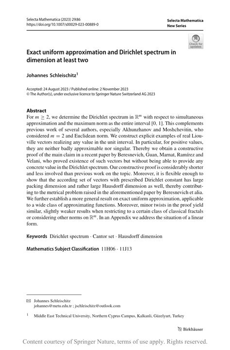 Exact Uniform Approximation And Dirichlet Spectrum In Dimension At Least Two