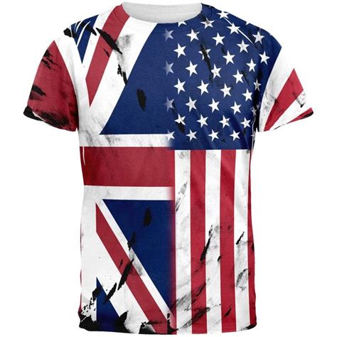 British Uk American Usa Flag All Over Mens T Shirt Mens Tshirts
