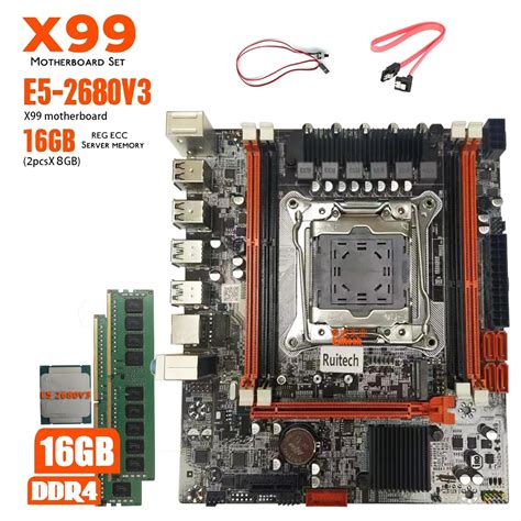 X99 Motherboard Set Lga 2011 3 Kit With Xeon 2680v3 Cpu 16gb 2 8g