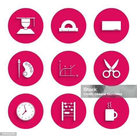 파이 차트 인포그래픽 주판 커피 컵 가위 시계 팔레트가 있는 페인트 브러시 칠판 졸업 및 졸업 모자 아이콘을 설정합니다 벡터 가위에 대한 스톡 벡터 아트 및 기타 이미지