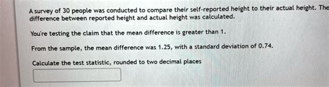 Solved A Survey Of 30 People Was Conducted To Compare Their Self