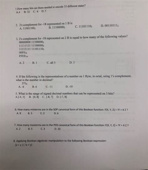 Solved 1 How Many Bits Are There Needed To Encode 33