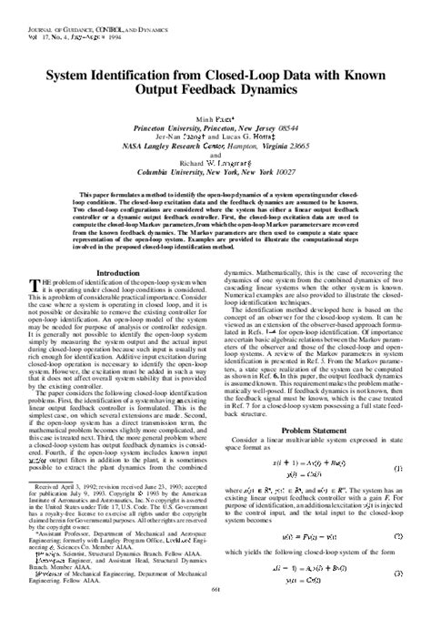 pdf system identification from closed loop data with known output