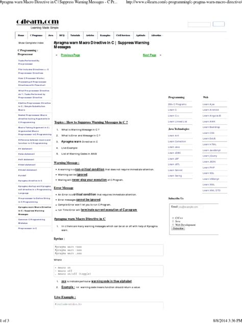 pragma warn macro directive in c suppress warning messages c