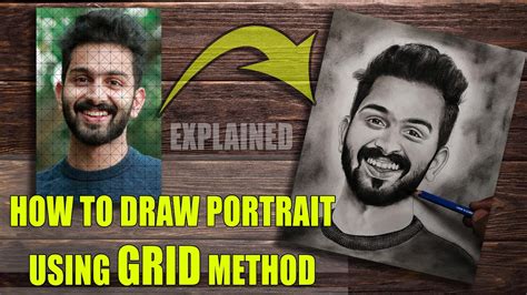 Portrait Drawing Using Grid Method Starring Sarjano Khalid Malayalam Film Actor YouTube
