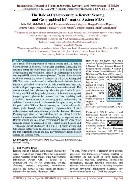 The Role Of Cybersecurity In Remote Sensing And Geographical Information System Gis Pdf