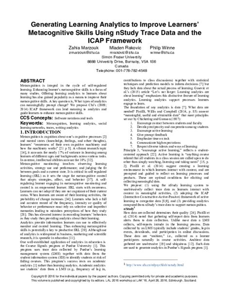 pdf generating learning analytics to improve learners metacognitive