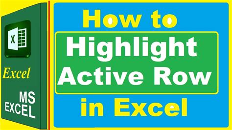 How To Highlight Active Row In Excel Youtube