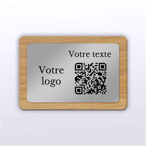 Plaque Qr Code Rectangulaire En Bois Aspect Inox