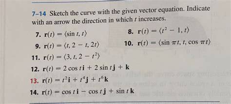 Solved 7 14 Sketch The Curve With The Given Vector Equation